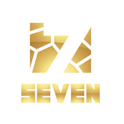 Golden symbol for number 7 on a white background Vector Image