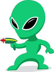 Little alien with ray gun Royalty Free Vector Image