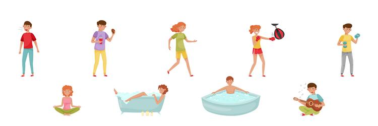 People characters relieve stress and relax Vector Image