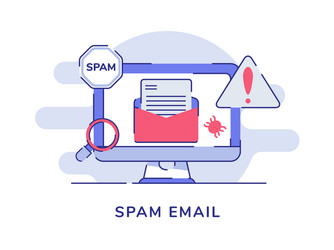 Spam email message bug on display computer Vector Image