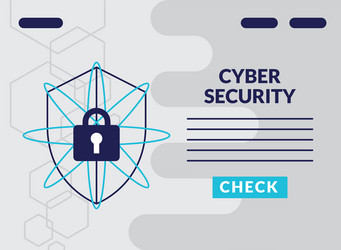 Cyber security infographic with padlock and shield