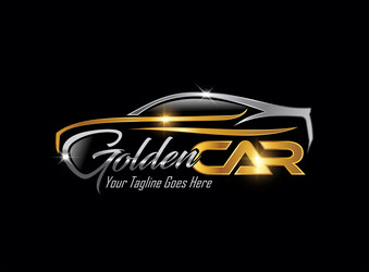 Golden car logo sign Royalty Free Vector Image