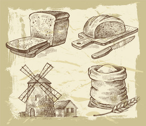 Hand drawn bread Royalty Free Vector Image - VectorStock