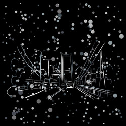 Sketch traffic road in night city for your Vector Image