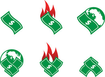 Flying dollars set Royalty Free Vector Image - VectorStock