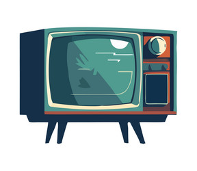 Antique television with analog tuner knob Vector Image