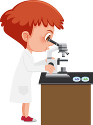 Cute boy looking through a microscope Royalty Free Vector
