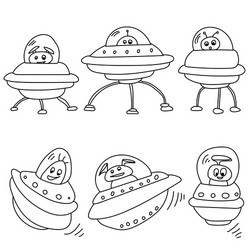 Ufo coloring page with spaceship asteroid Vector Image