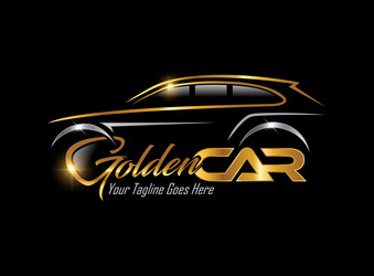 Golden car logo sign Royalty Free Vector Image