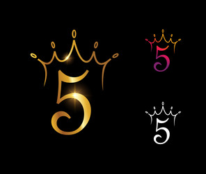 Golden luxury crown monogram number 5 Royalty Free Vector