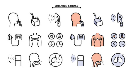 Nebulizer signs collection editable stroke Vector Image