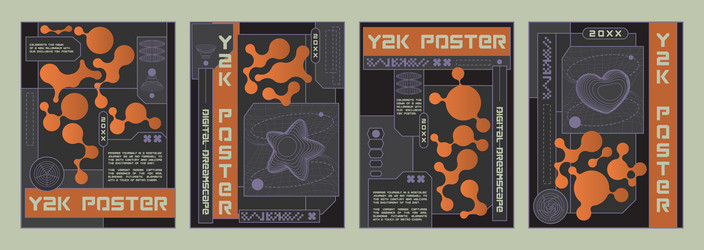 Trendy y2k style poster design template Royalty Free Vector