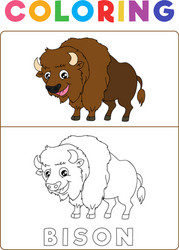 Funny bison tracing book with example preschool Vector Image