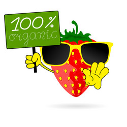 Strawberry with sunglasses cartoon in colorful Vector Image