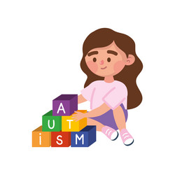 Autism girl with book Royalty Free Vector Image
