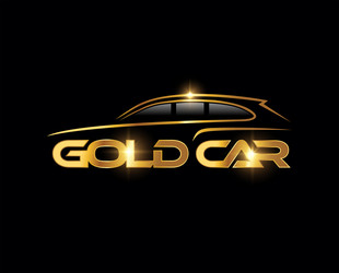 Golden car logo sign Royalty Free Vector Image