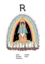 Alphabet letter r and rabbit abc book Royalty Free Vector