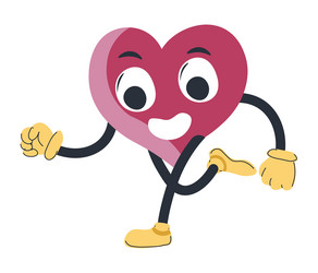 Cartoon running heart character funny personage Vector Image