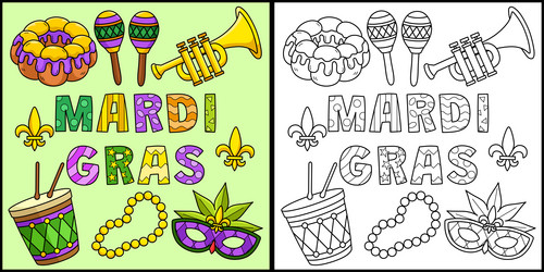Mardi gras maracas isolated coloring page Vector Image