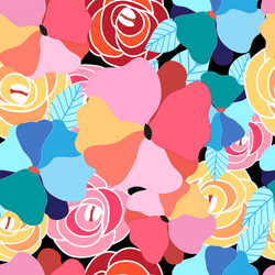 Pattern with different colored flowers Royalty Free Vector