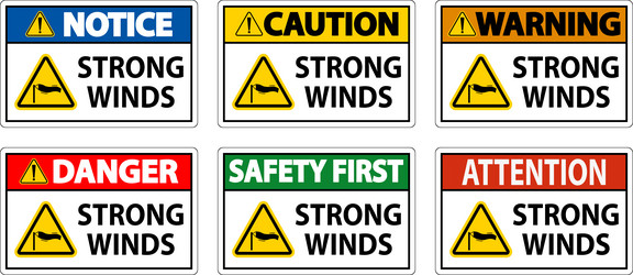 Water safety sign caution - strong winds Vector Image