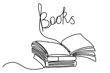 Flying book one line drawing with butterfly Vector Image