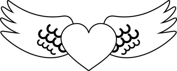 Angels wings with heart Royalty Free Vector Image