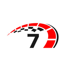Sport car logo on letter 7 speed concept Vector Image