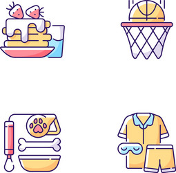 Daily routine icons set cartoon life Royalty Free Vector