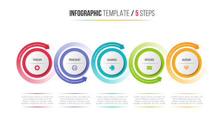 Process chart with five steps template Royalty Free Vector