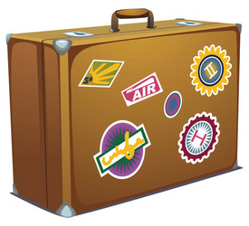 Leather suitcase with a tour sticker Royalty Free Vector