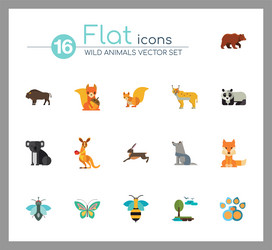 Wild animals icon set Royalty Free Vector Image