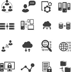 Data analytics glyph icon set database symbols Vector Image
