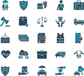 Insurance silhouette style icon set design Vector Image
