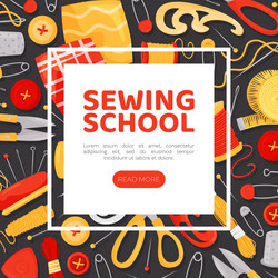 Sewing banner design with tools for handmade craft