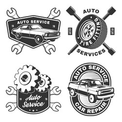 Set of vintage monochrome car repair emblems Vector Image