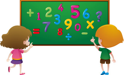 Two kids counting numbers Royalty Free Vector Image