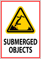 Water safety sign warning - submerged objects Vector Image
