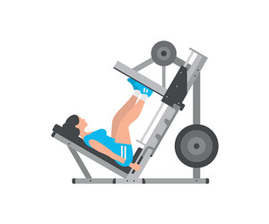 Woman doing leg press exercise on machine flat Vector Image