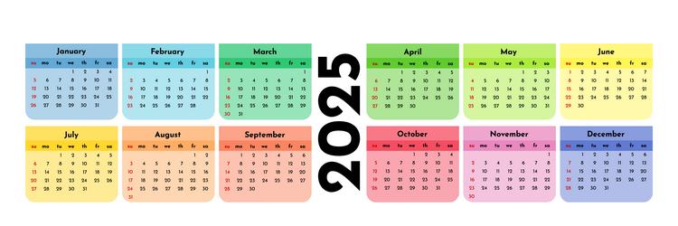 Calendar for 2025 isolated on a white background Vector Image