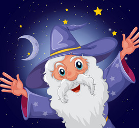 Old wizard and numbers on the board Royalty Free Vector