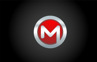 Black red m line alphabet letter icon logo Vector Image