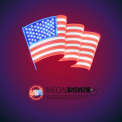 Neon usa flag signboard Royalty Free Vector Image