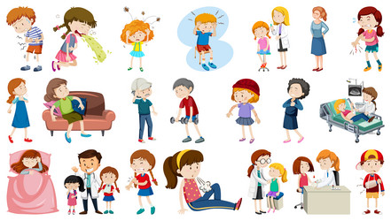 Set of sick people with different symptoms Vector Image