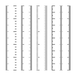 Vertical measurement scales with divisions Vector Image
