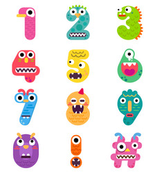 Cartoon numbers colored fun alphabet for school Vector Image
