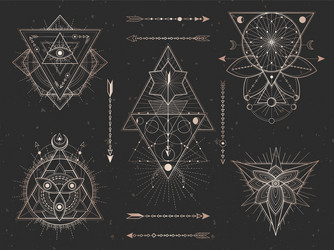 Sacred geometry signs set of symbols and elements Vector Image