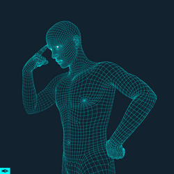 Man in a thinker pose 3d model of geometric Vector Image