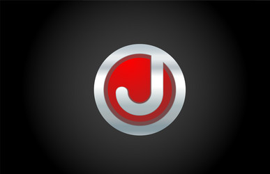 Black background red metal j alphabet letter Vector Image