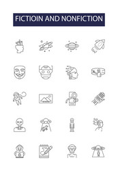 Fictioin and nonfiction line icons signs Vector Image